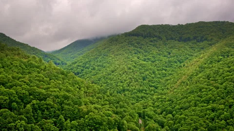 Droning over the Smokies where the mist ... | Stock Video | Pond5