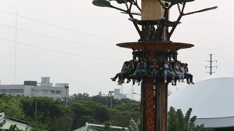 Drop Tower, Free fall in Taipei Children... | Stock Video | Pond5