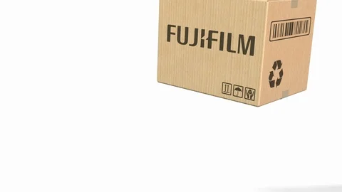 Dropping box with Fujifilm logo. Editori... | Stock Video | Pond5