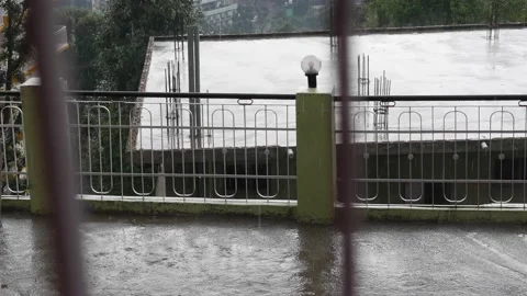 Drops of water dripping from the railing... | Stock Video | Pond5