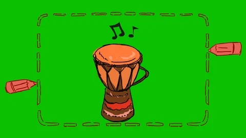 Drum African - Hand-Drawn Animation - re... | Stock Video | Pond5