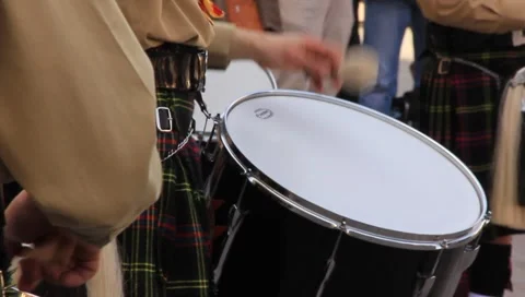Drum in a Bagpipe Parade (HD) co | Stock Video | Pond5