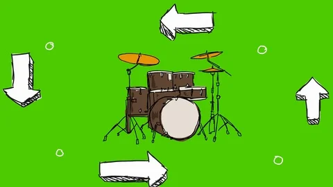 Drum kit - Hand-Drawn Animation - four a... | Stock Video | Pond5
