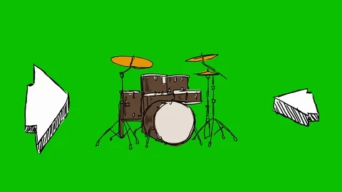 Drum kit - Hand-Drawn Animation - spinni... | Stock Video | Pond5