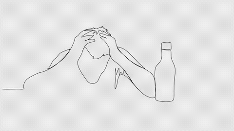 Drunk man sitting at a table. One line d... | Stock Video | Pond5