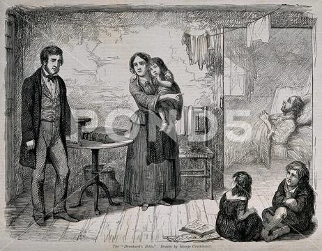 A drunkard stands before his poor family and swears by the Holy Bible ...