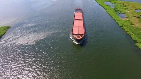 dry cargo transport floating in the rive... | Stock Video | Pond5