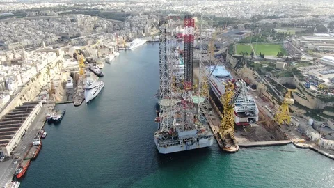 Dry dock Malta Grand Harbour Valletta sh... | Stock Video | Pond5