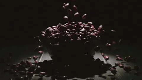 Dry red beans falling into a black bowl ... | Stock Video | Pond5