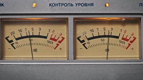 Dual VU Meter Display with Needle Moveme... | Stock Video | Pond5