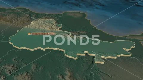 Duarte, Dominican Republic. Topographic relief map with surface waters ...