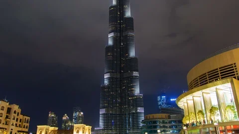 Dubai Burj Khalifa at night time-lapse U... | Stock Video | Pond5