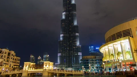 Dubai burj khalifa at night time lapse. ... | Stock Video | Pond5