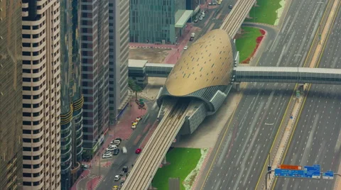 dubai downtown roof top view metro line ... | Stock Video | Pond5