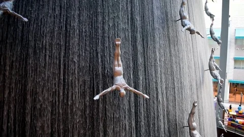 Dubai / UAE - October 19: Human waterfal... | Stock Video | Pond5