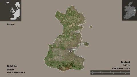 Dublin location. Ireland. Satellite map | Stock Video | Pond5