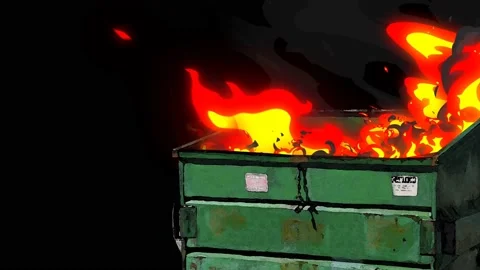 Dumpster Fire Cartoon Look on Black 4K L... | Stock Video | Pond5