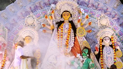 Durga Puja Aarti At Calcutta | Stock Video | Pond5