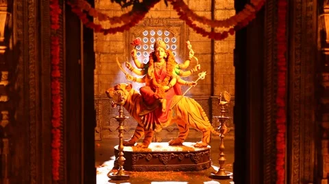Durga Statue in interior of Temple | Stock Video | Pond5