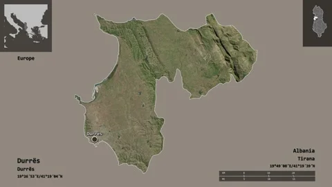 Durrës location. Albania. Satellite map | Stock Video | Pond5