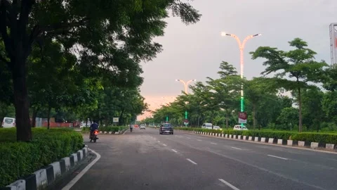dusk shot of wide empty road in jaipur s... | Stock Video | Pond5