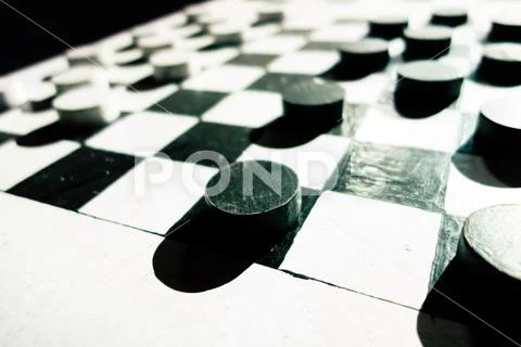 Dusty ancient wooden checkers with shallow background ~ Premium Photo ...