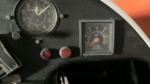 dusty cockpit in hang glider, Clock Avio... | Stock Video | Pond5