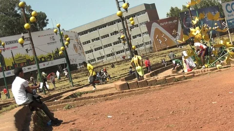 Dutch Angle Shot of a Football Field | Stock Video | Pond5