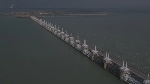 Dutch Delta works Eastern Scheldt storm ... | Stock Video | Pond5