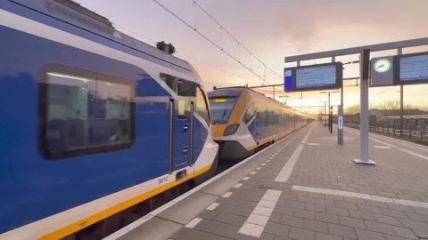 Dutch NS passenger train departs from Kr... | Stock Video | Pond5