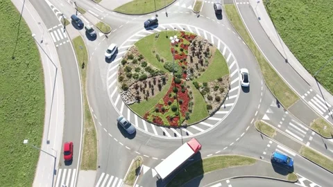 Dutch-style roundabout with cycle and pe... | Stock Video | Pond5