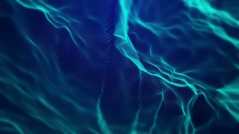 Dynamic blue wireframe wave network abst... | Stock Video | Pond5