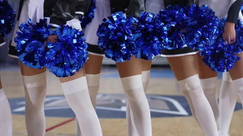 Dynamic cheerleaders in white ankle sock... | Stock Video | Pond5
