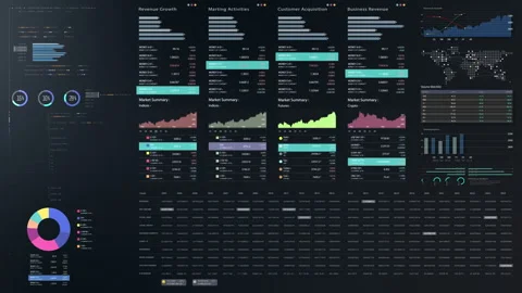 Dynamic data visuals for business info g... | Stock Video | Pond5