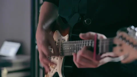 Dynamic electric guitar playing close-up... | Stock Video | Pond5