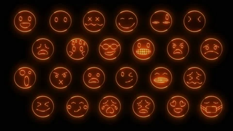 Dynamic glow effects set of 24 emoji fac... | Stock Video | Pond5
