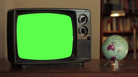 Dynamic Scene: Old TV with Green Screen ... | Stock Video | Pond5