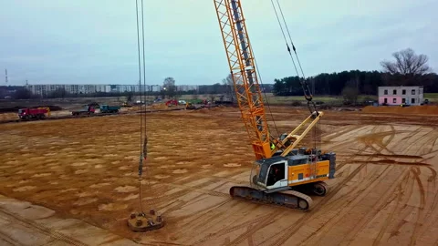 Dynamic Soil Compaction With Mobile Cran... | Stock Video | Pond5