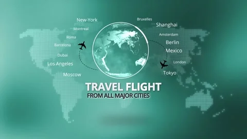 Dynamic world map globe airplanes backgr... | Stock Video | Pond5