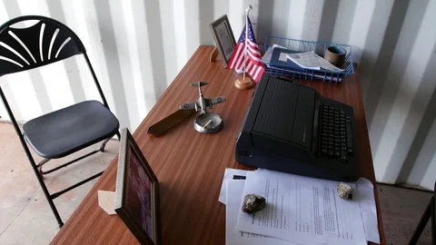 E 1980s War desk at Greenham Coomon airb... | Stock Video | Pond5