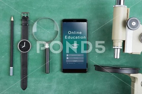 E - learning concept, online education login or registration screen ...