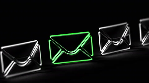 E-mail icon in black background. Looping... | Stock Video | Pond5