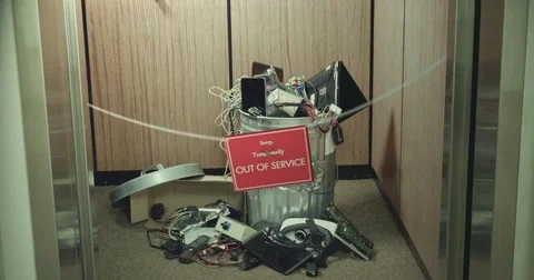 E-Waste Load Going Up Elevator Trash Rev... | Stock Video | Pond5