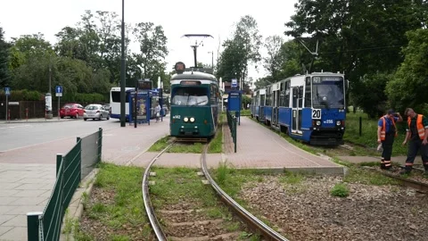 E1 type classic tram arriving at the Cic... | Stock Video | Pond5