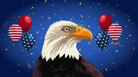 eagle with balloons helium animation | Stock Video | Pond5