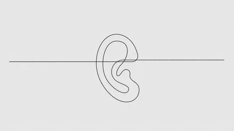 Ear self drawing animation with single c... | Stock Video | Pond5