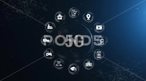 Earth 5G Network iot Internet of Things Future Benefits Full Orb Night ...