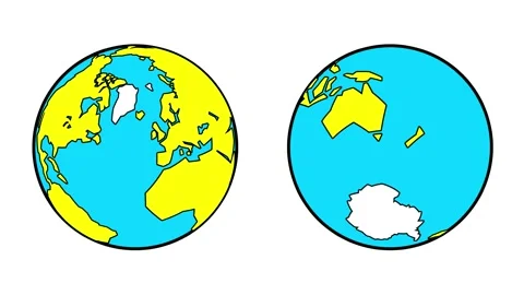 Earth cartoon 2d with outline flat anima... | Stock Video | Pond5