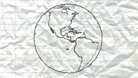 Earth drawing paper cartoon hand drawn a... | Stock Video | Pond5
