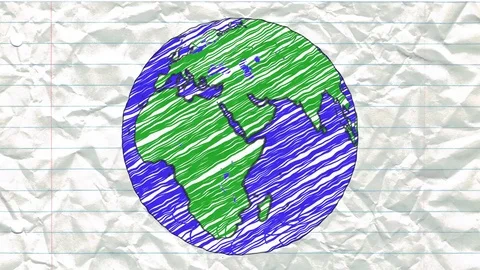 Earth drawing paper cartoon hand drawn a... | Stock Video | Pond5